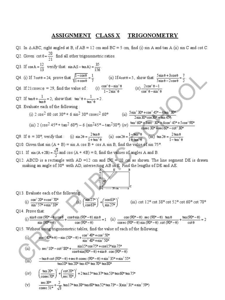 CH 8 - Trigonometry Class X | Download Free PDF | Sine | Trigonometric ...