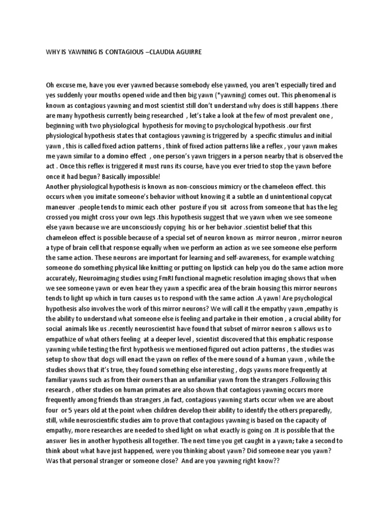 Understanding Contagious Yawning | PDF | Empathy | Neuropsychology