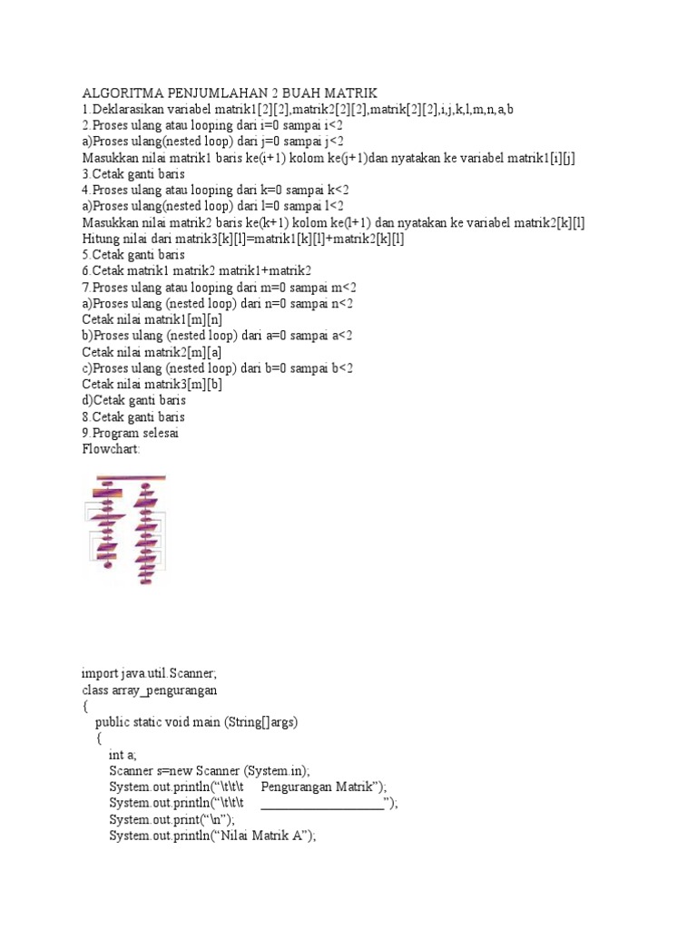 Algoritma Penjumlahan 2 Buah Matrik | PDF | Metode & Bahan Ajar