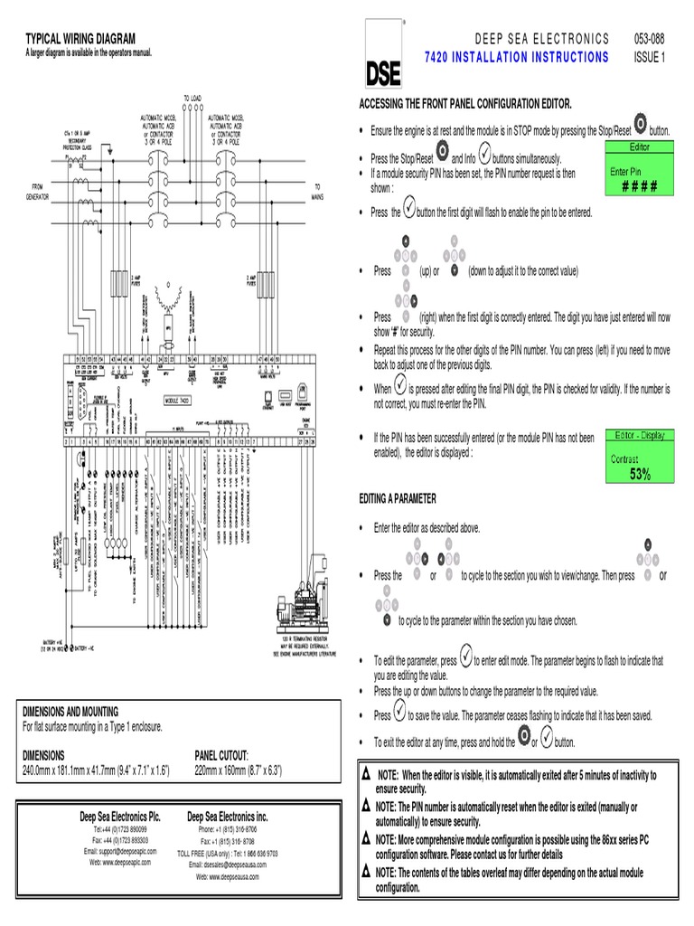 Dse7420 Installation Instructions | PDF | Mains Electricity | Battery ...