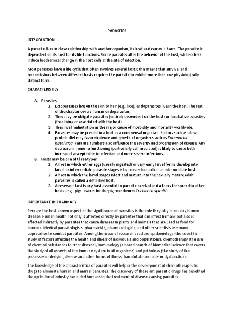 Parasites | PDF | Parasitism | Infection