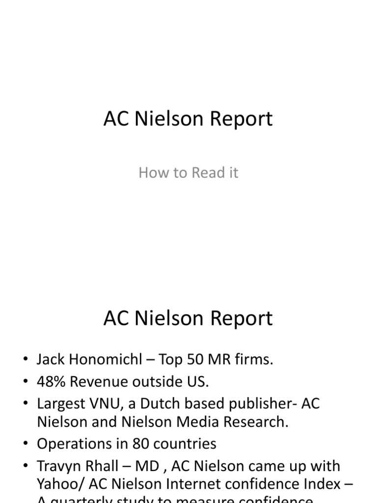 Ac Neilson Report | PDF | Audience Measurement | Nielsen Ratings