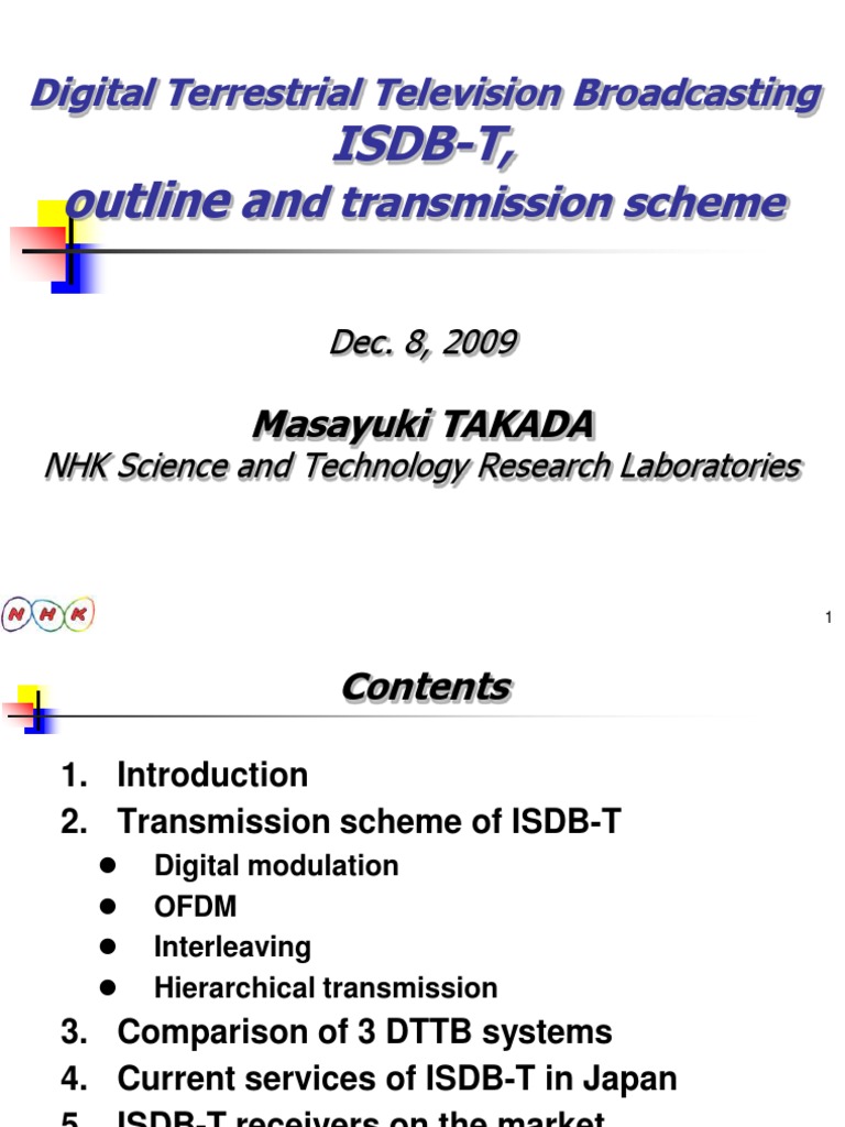 Outline of ISDB-T (NHK Takada) | PDF | Orthogonal Frequency Division ...