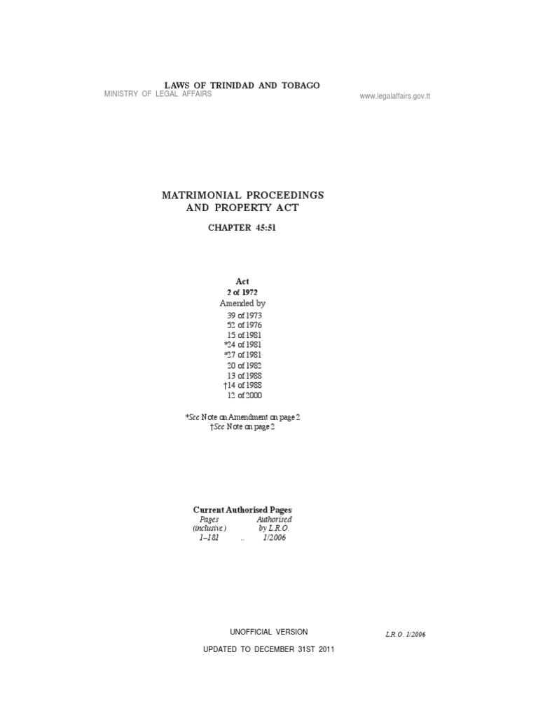 Matrimonial Proceedings and Property Act | PDF | Divorce | Annulment