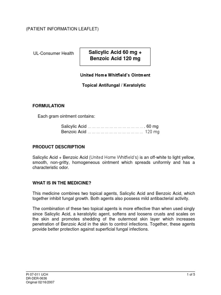 United Home Whitfield's Ointment Guide | PDF | Topical Medication ...