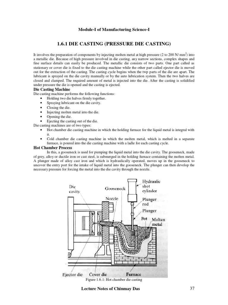 1.6.1 Die Casting (Pressure Die Casting) : Module-I of Manufacturing Science-I | PDF | Casting ...