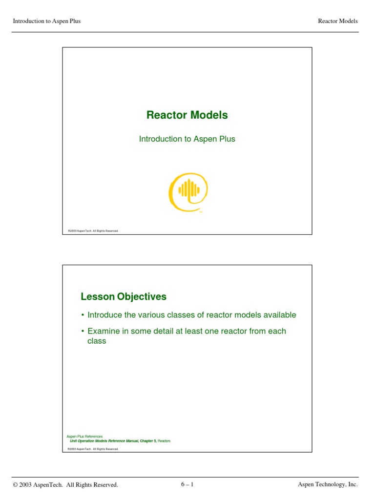 Reactors Model Aspen Plus | PDF