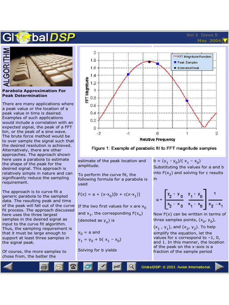 Parabola Approximation Peak Detection | PDF | Sampling (Signal Processing) | Fast Fourier Transform