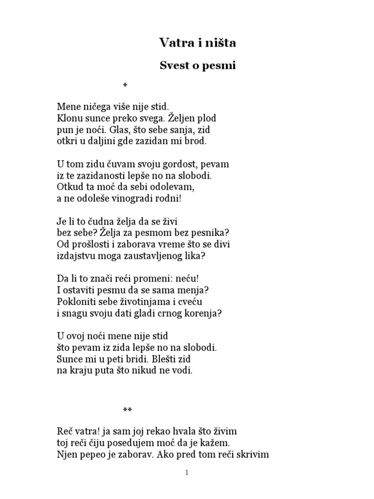 Vatra I Nista - Branko Miljkovic | PDF