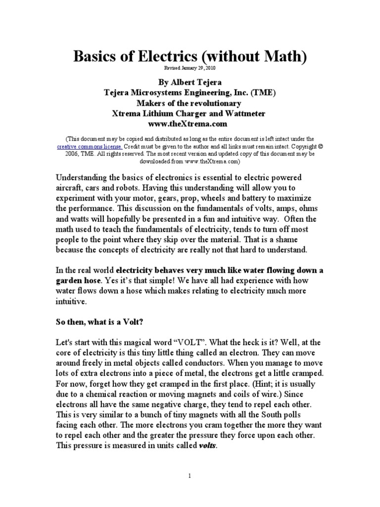 Basics of Electrics | PDF | Battery (Electricity) | Voltage