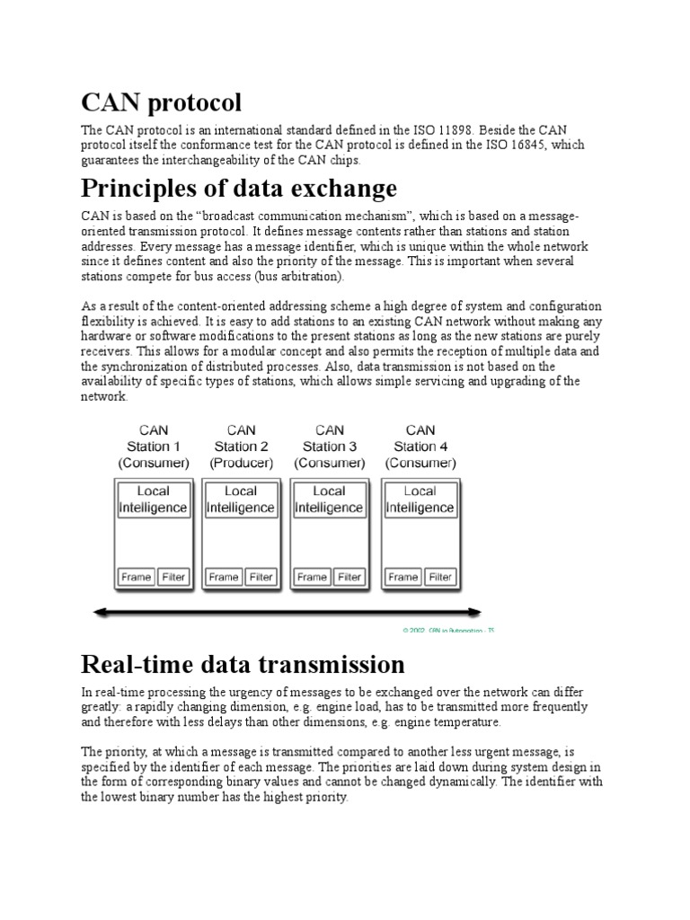 CAN Protocol Principles of Data Exchange | PDF | Error Detection And ...