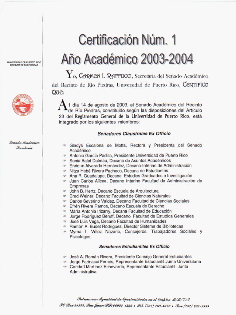 Csa 01 2003 2004 | PDF | Organizaciones universitarias | Puerto Rico