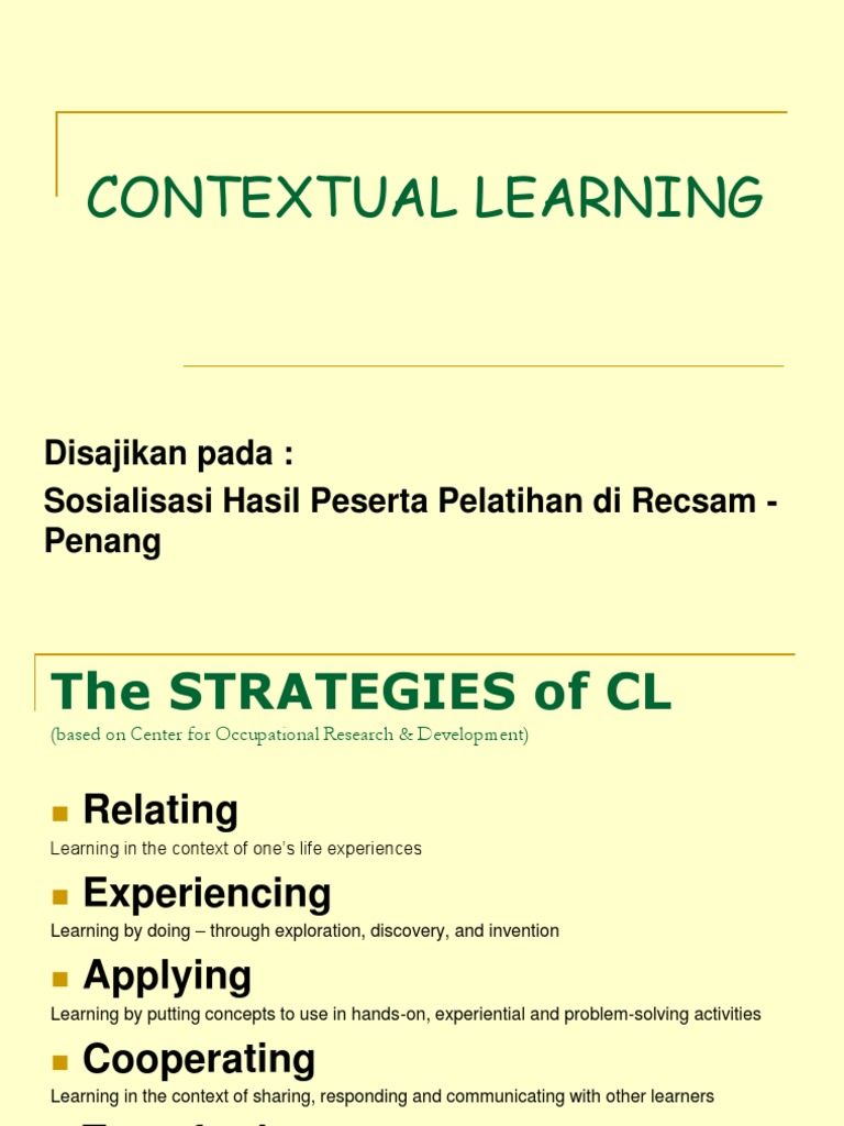 CONTEXTUAL LEARNING.ppt | Constructivism (Philosophy Of Education ...