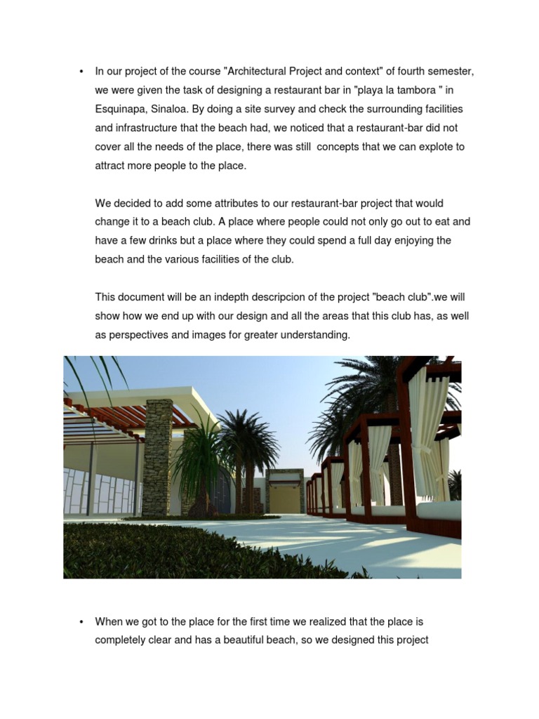 Beach Club Project | PDF | Swimming Pool | Bar