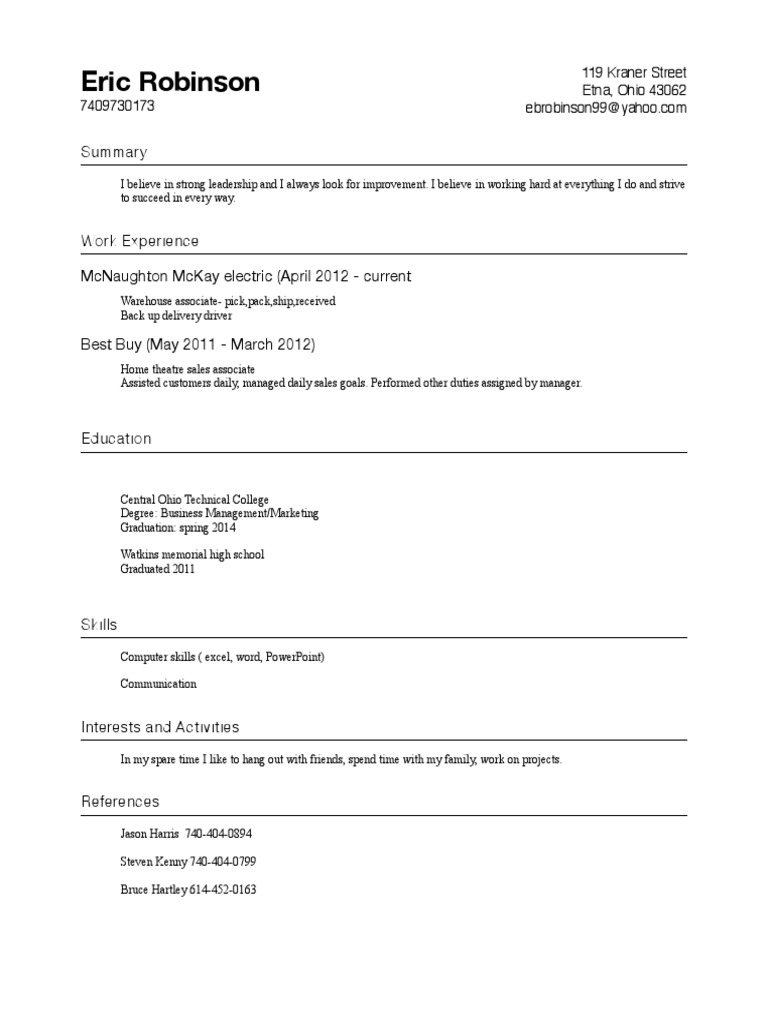 Eric Robinson's Professional Resume | PDF | Career & Growth