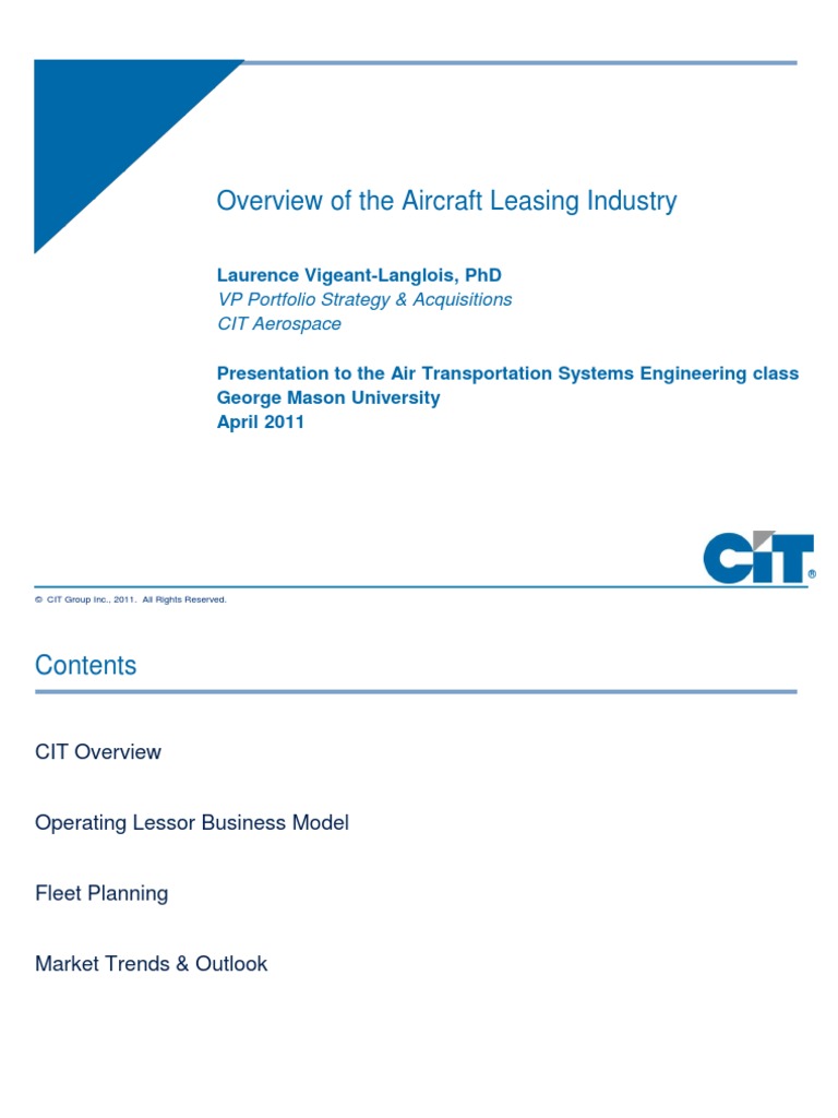 CIT Aircraft Leasing Industry Overview | PDF | Airlines | Airbus
