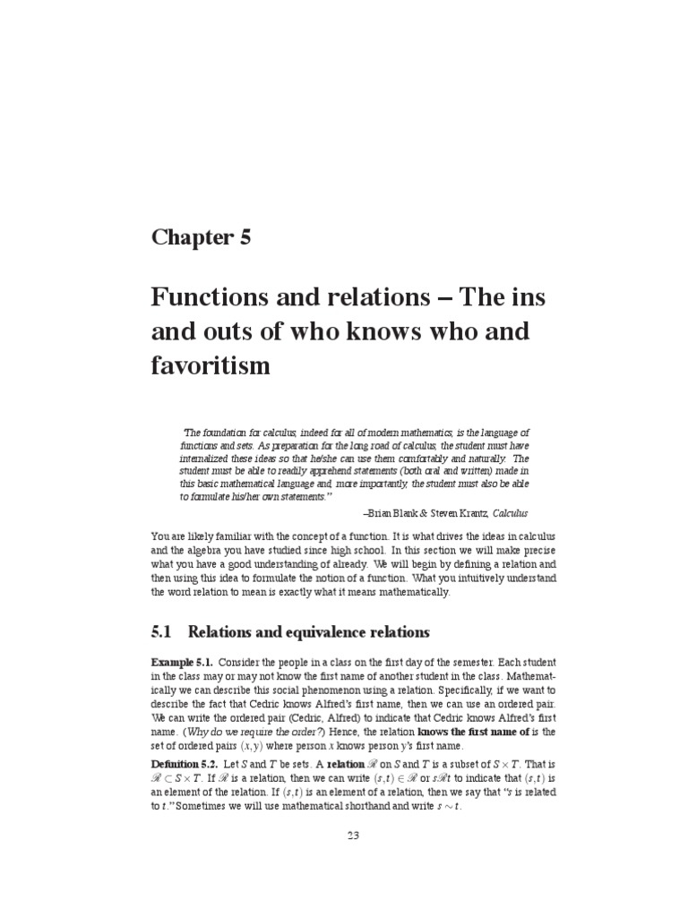 Chapter 5 - Functions and Relations | PDF | Function (Mathematics ...