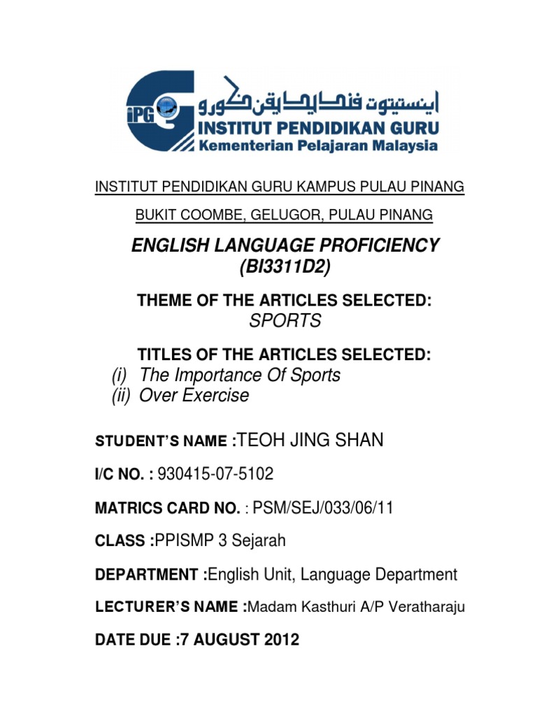 Sports Proficiency in English Language | PDF | Sports & Recreation