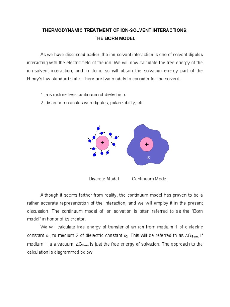 Born Solvation - From Cherie | PDF | Solvation | Ion