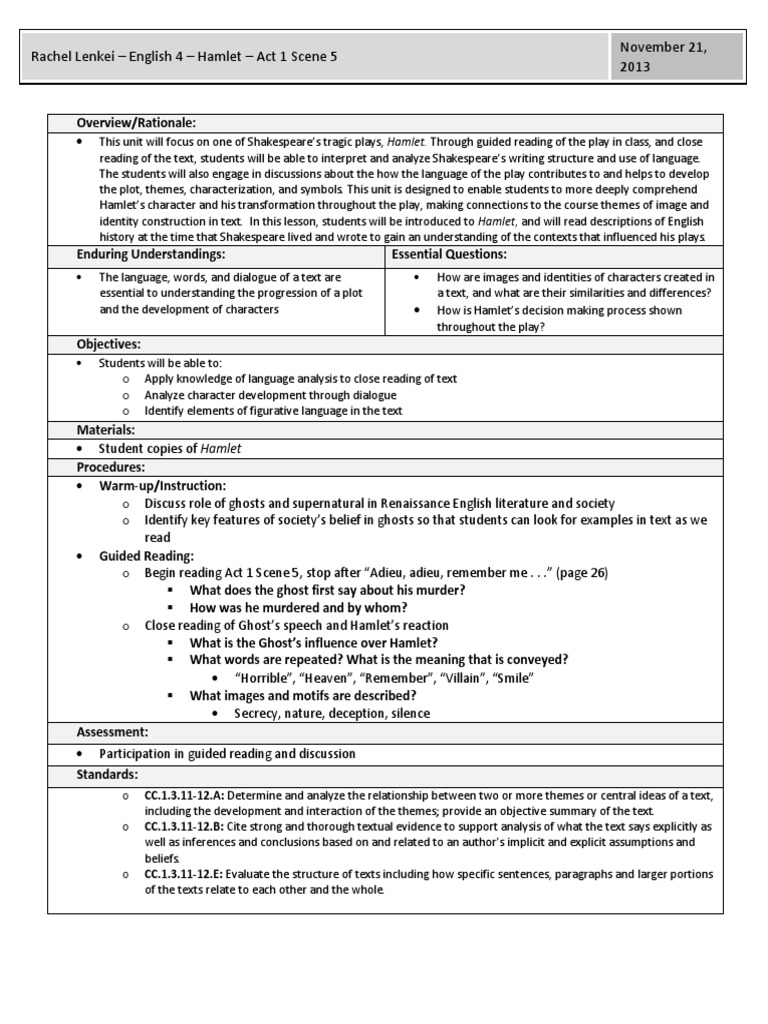 Hamlet Act 1 5 and Ghosts | PDF | Hamlet | Reading (Process)