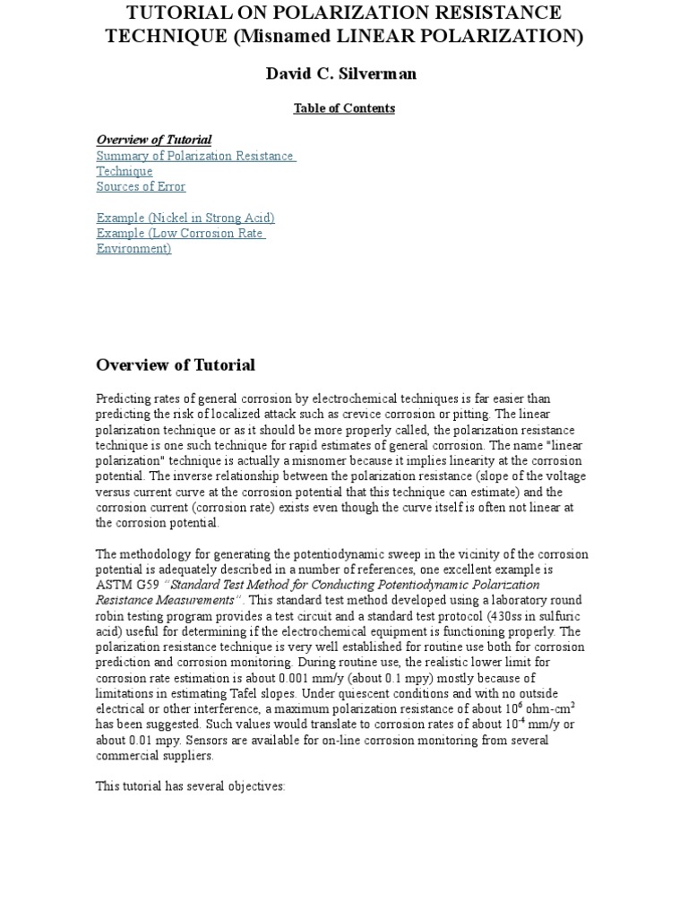 Linear Polarization Resistance Overview | PDF
