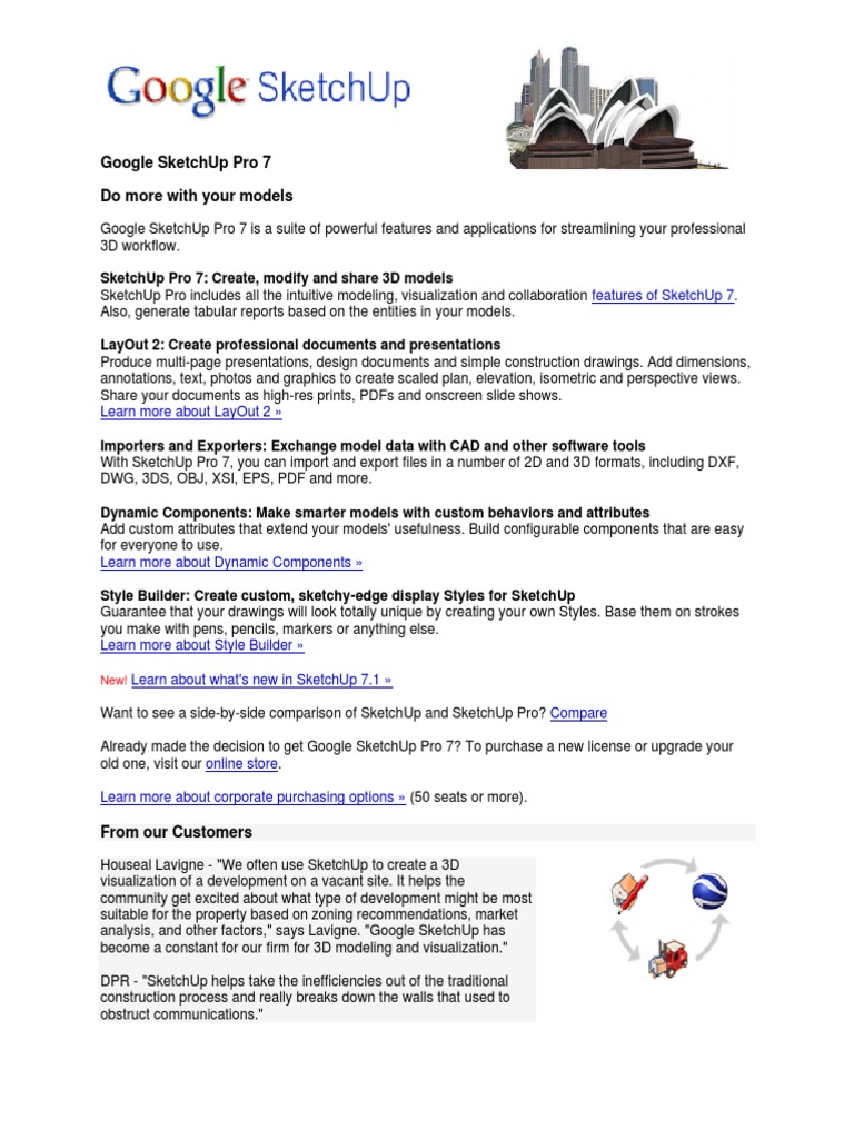 Google SketchUp Pro 7 Overview | PDF | Sketch Up | File Format
