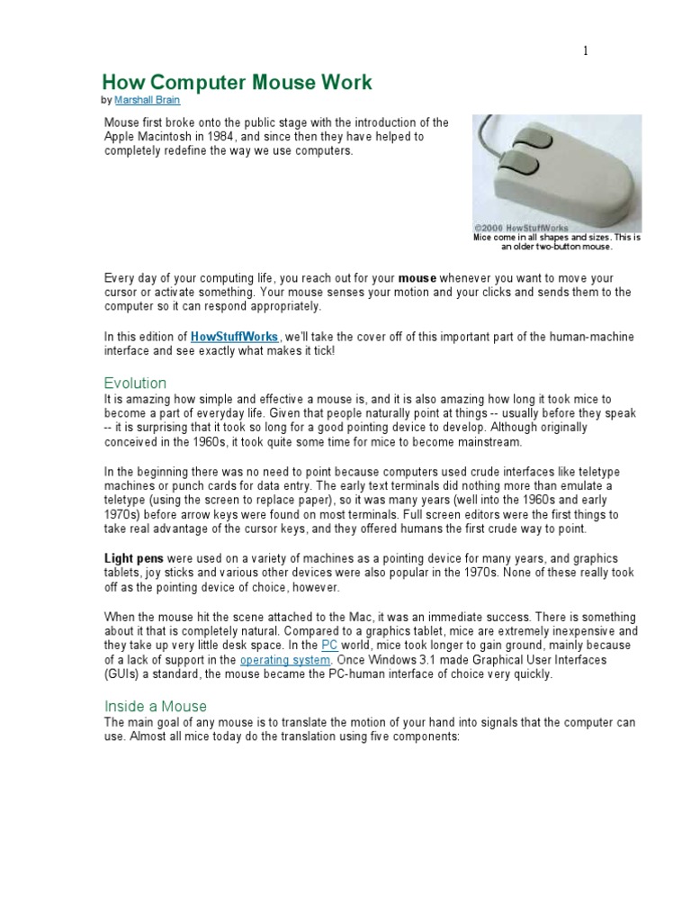 How Computer Mouse Work: Evolution | PDF | Disk Storage | Computer ...