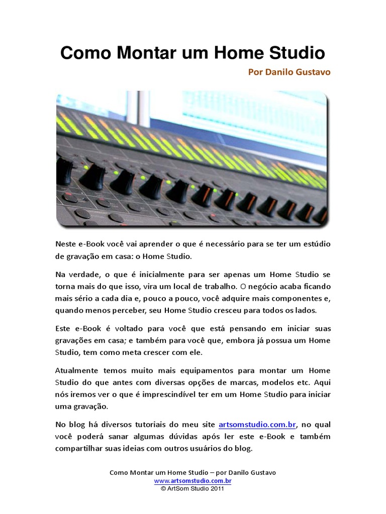 Ebook Como Montar Um Home Studio Por Danilo Gustavo | PDF