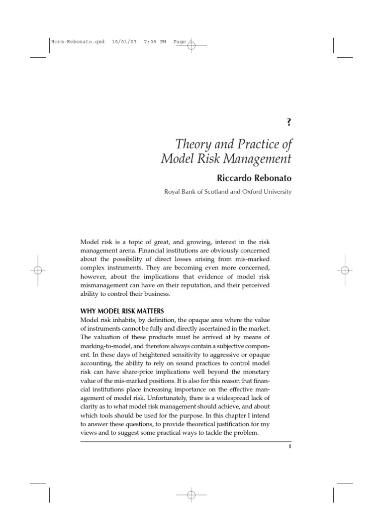 Theory and Practice of Model Risk Management: Riccardo Rebonato | PDF ...