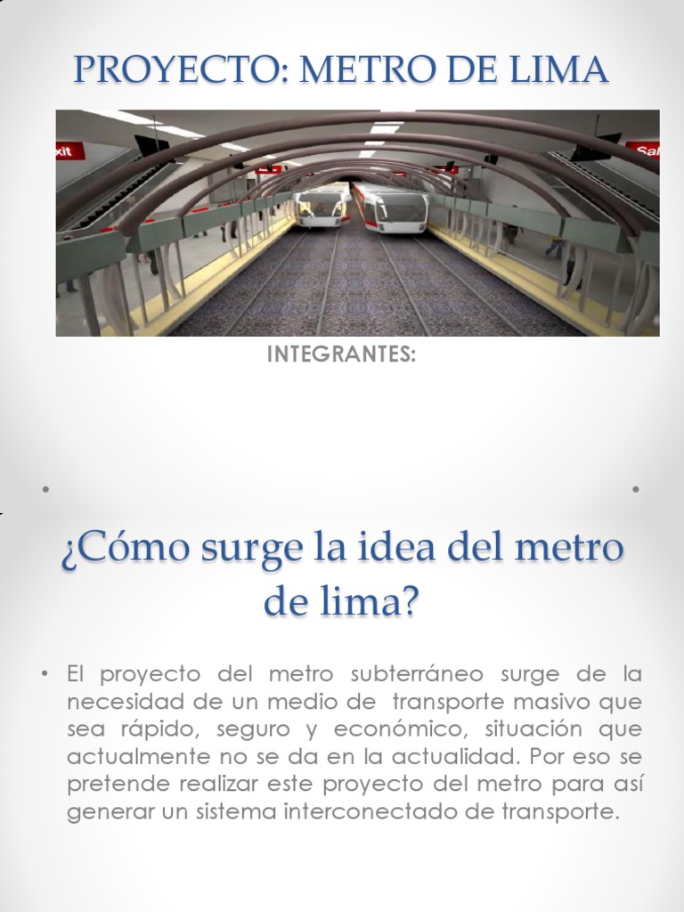Proyecto Metro de Lima: Líneas 1 y 2 | PDF | Tránsito rápido | Lima