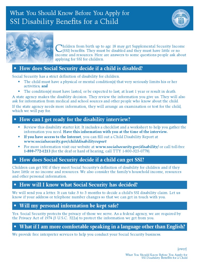 Factsheet CHLD | PDF | Supplemental Security Income | State Children's ...