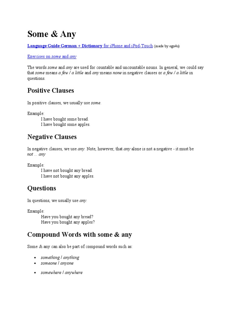 Some, Any, Much, Many | PDF | Noun | Plural