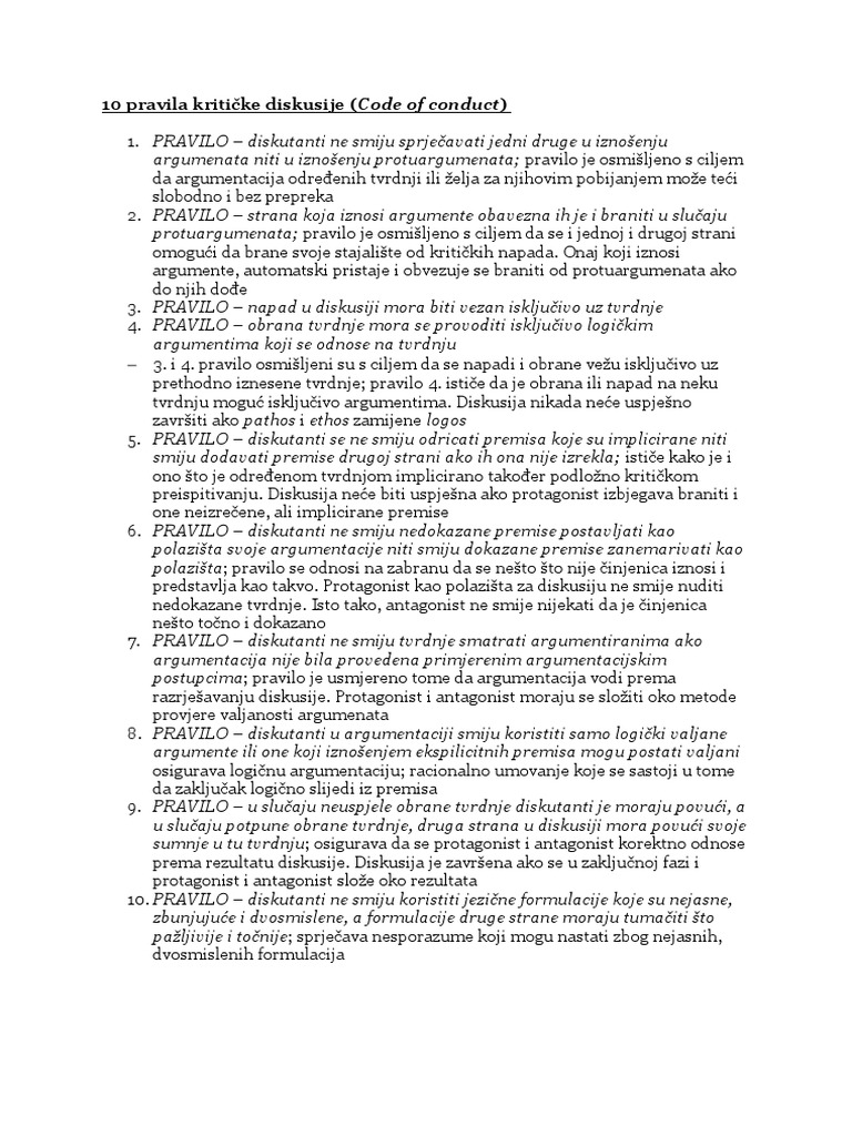 10 Pravila Kritičke Diskusije | PDF