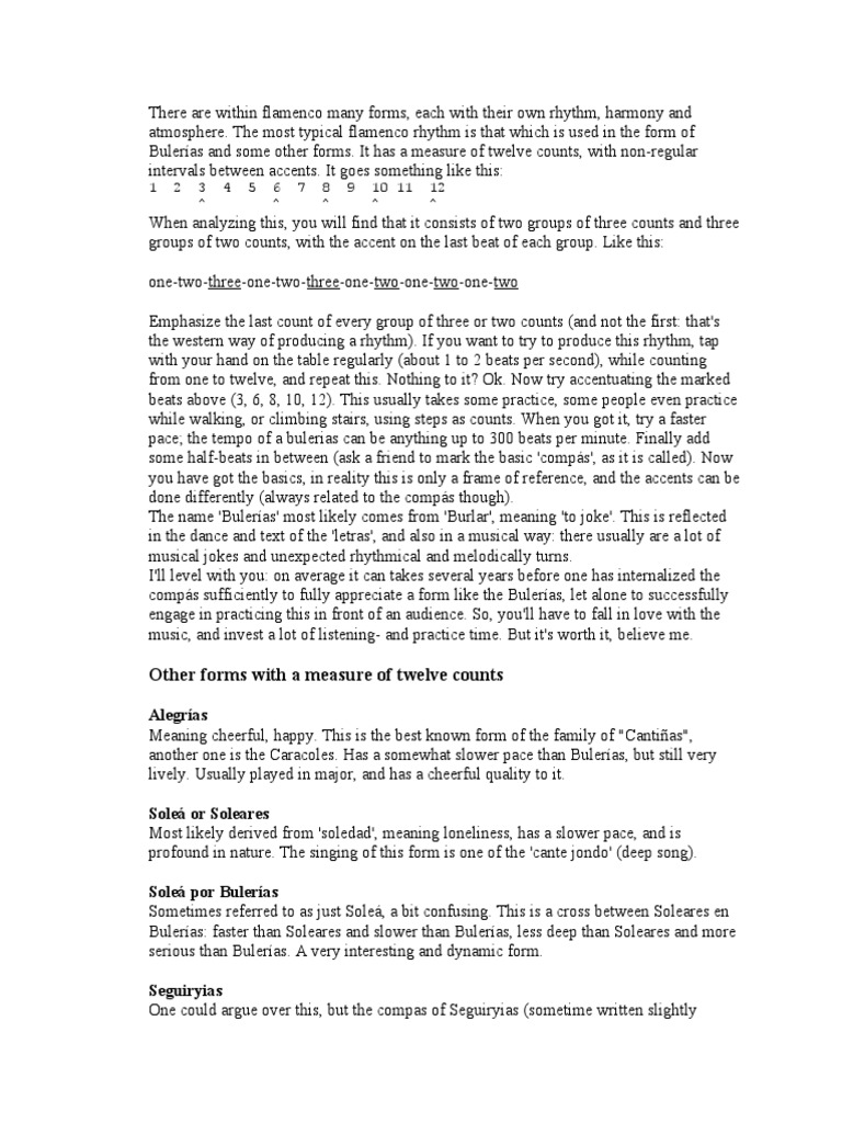 Flamenco Forms | PDF | Musical Forms | Entertainment