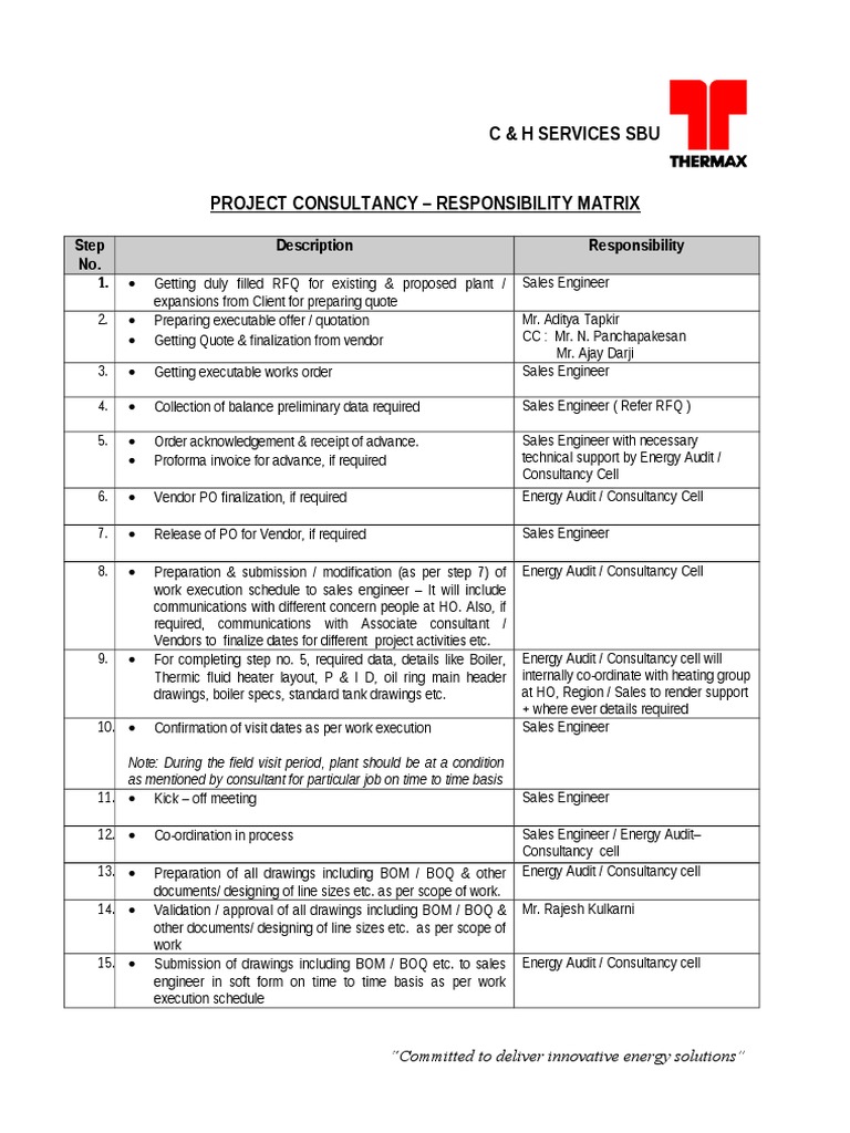 Project Consultancy Responsibility Matrix | PDF