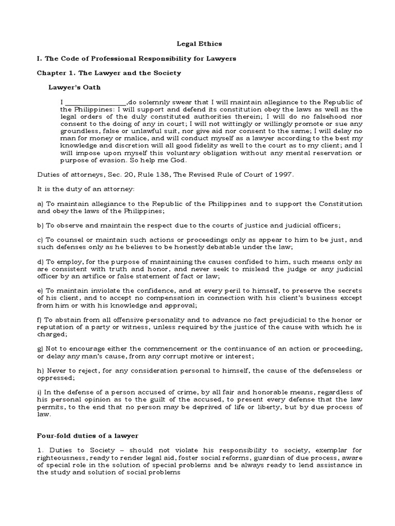 Legal Ethics | PDF | Practice Of Law | Lawyer