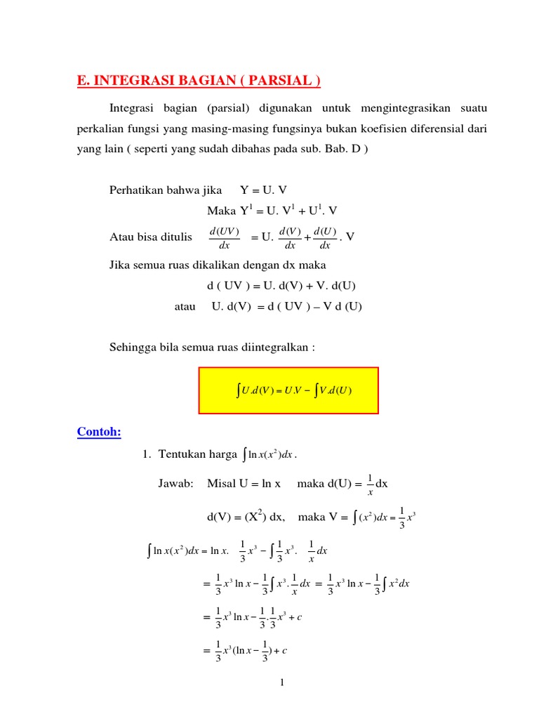 Integral Parsial PDF | PDF | Metode & Bahan Ajar | Komputer