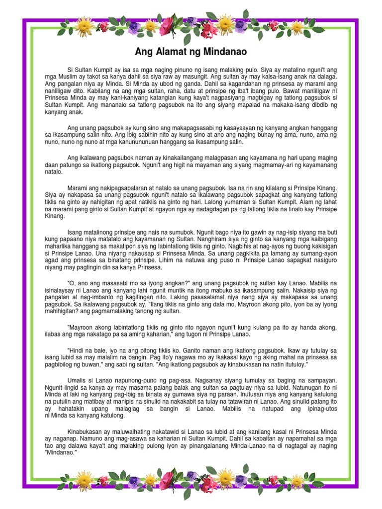 Ang Alamat NG Mindanao | PDF