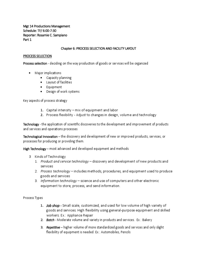 Process Selection and Facility Layout | Download Free PDF | Automation ...