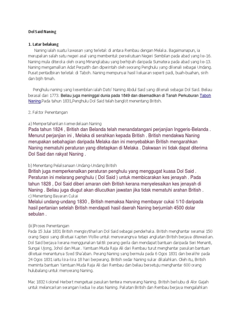 Sejarah Dol Said | PDF