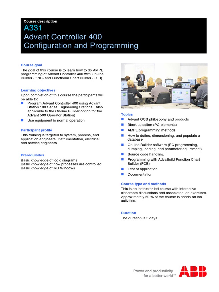 3BSE054892 A en Advant Master Course A331 AC400 and MP200 ...