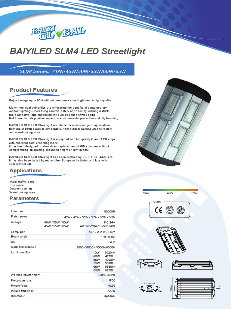 Baiyiled Slm4 Led Streetlight | PDF | Technology & Engineering