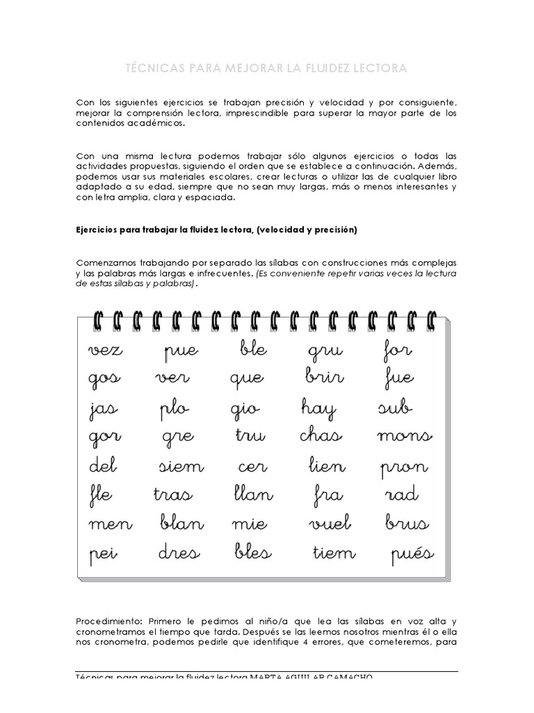 Técnicas para Mejorar La Fluidez Lectora | PDF | Lectura (proceso ...