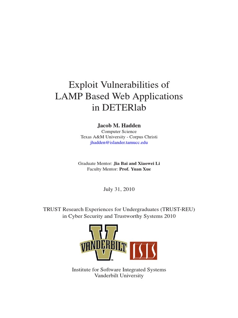 Exploit Vulnerabilities of Lamp Based Web Applications in Deterlab ...
