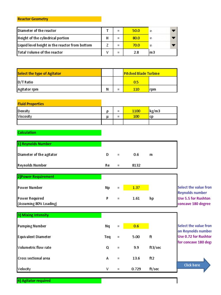 Agitator Power Requirement and Mixing Intensity Calculation | PDF ...