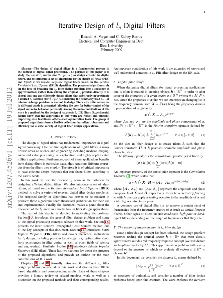 Paper For Filter Design | PDF | Mathematical Optimization | Linear ...