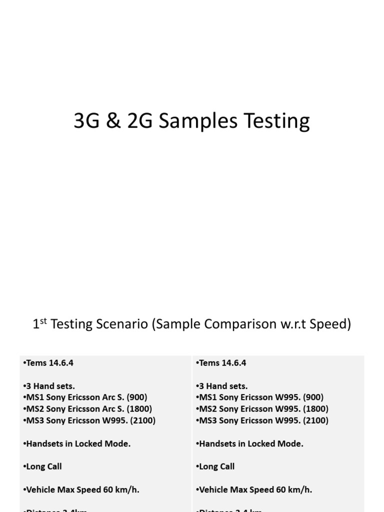 3G & 2G Samples Testing | PDF | Gsm | Networks
