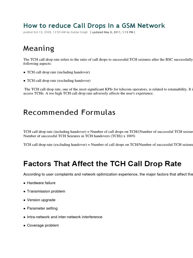 How To Reduce Call Drops in A GSM Network | PDF | Computers ...