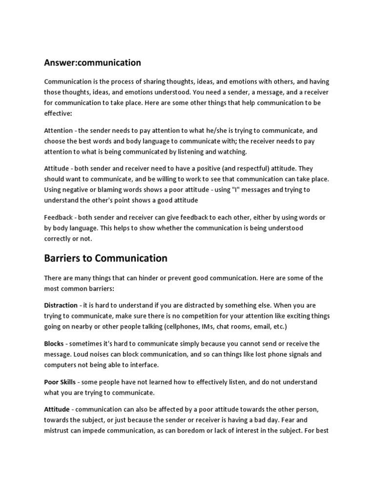 Barriers of Communication | PDF | Attitude (Psychology) | Body Language