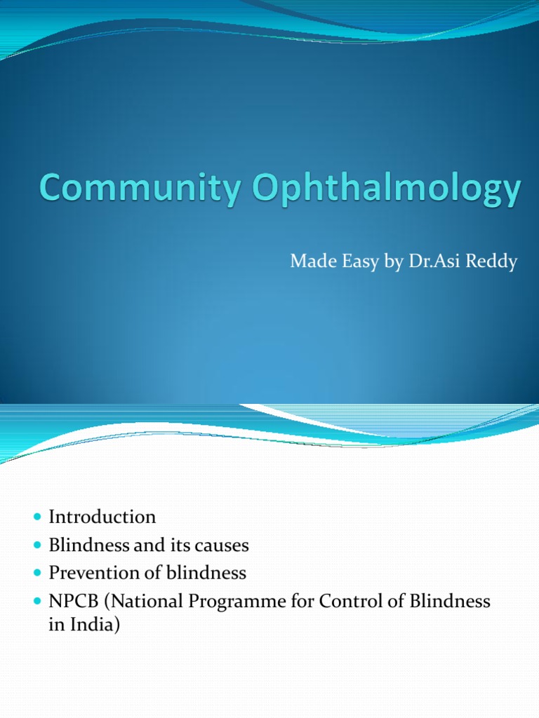 Community Ophthalmology and NPCB Overview | PDF | Visual Impairment ...